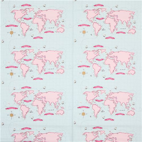 light blue maritime nautical map fabric by Michael Miller Fabric by ...