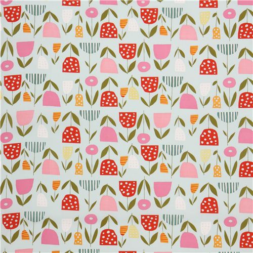 light blue monaluna flower organic fabric Fresh Blooms Fabric by ...