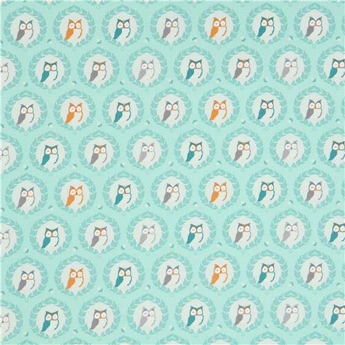 light blue owl fabric Sweet Owlies by Michael Miller Fabric by Michael ...