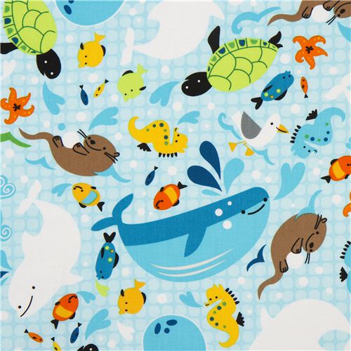 light blue sea animal fabric by Robert Kaufman USA Fabric by Robert ...