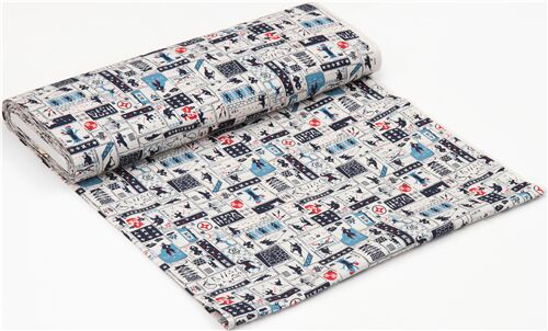 light cream Cosmo fabric with patchwork ninja warrior pattern - modeS4u