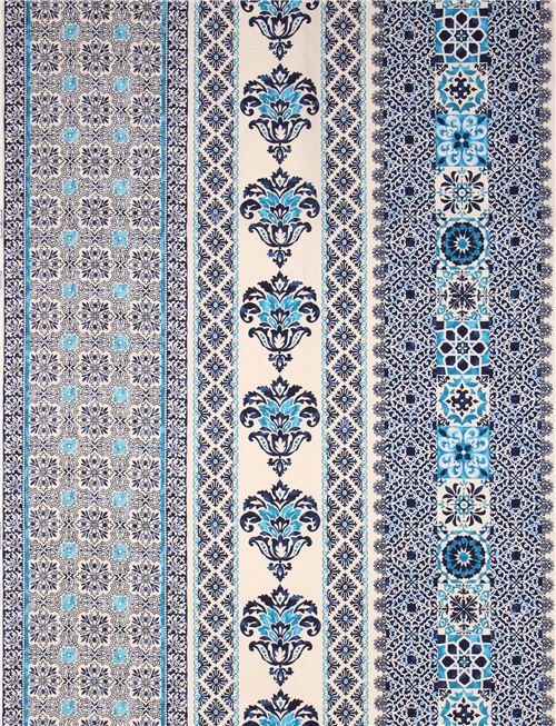 light cream Oxford fabric blue ornament pattern design from Japan ...