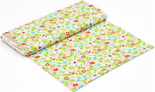 light cream Trans-Pacific Textiles tropical turtle fabric - modeS4u