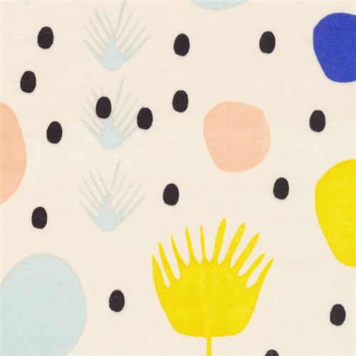 light cream colorful leaf dot Cloud 9 organic cotton fabric Yucca ...