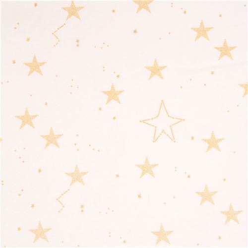 light cream star gold metallic embellishment Michael Miller fabric ...