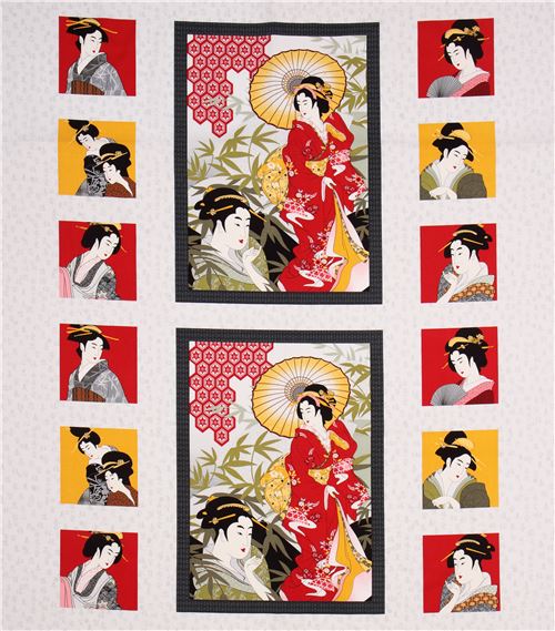 light grey Geisha Japan Asia patchwork squares fabric StudioE Diary of ...