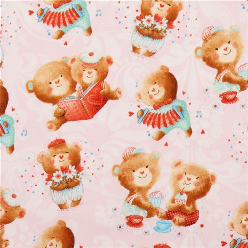 light pink cute Puffy Teddy fabric Lucie Crovatto Fabric by Japanese ...