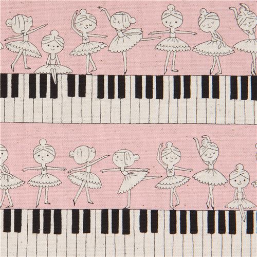 light pink stripe piano key ballerina laminate fabric by Kokka Fabric ...