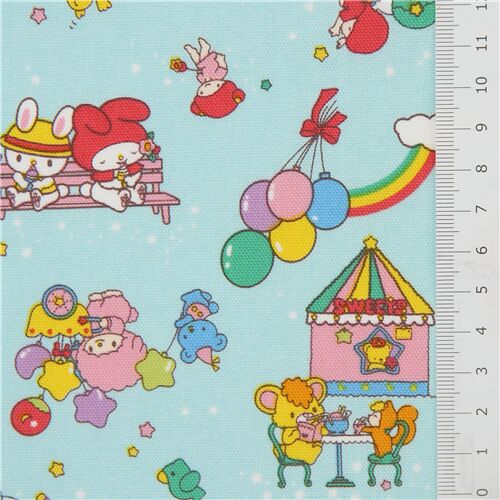 light turquoise-blue Sanrio theme park oxford fabric - modeS4u