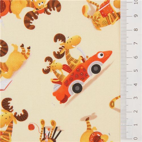 light yellow moose fabric by Quilting Treasures - modeS4u
