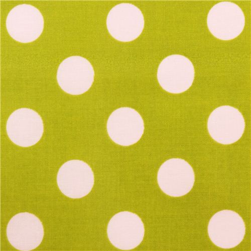 lime green Riley Blake polka dot laminate fabric white dots Fabric by ...