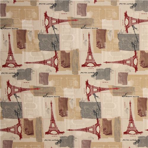Tela color lino con la Torre Eiffel x Timeless Treasures Fabric by ...