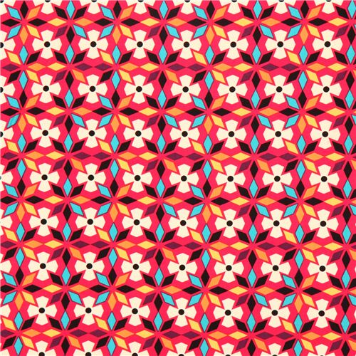magenta flower ornament fabric Robert Kaufman Sierra Fabric by Robert ...