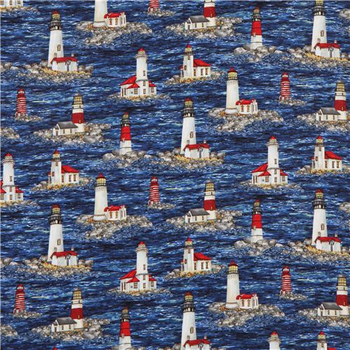 maritime lighthouse fabric Timeless Treasures ocean Fabric by Timeless ...