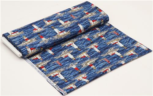 maritime lighthouse fabric Timeless Treasures ocean Fabric by Timeless ...