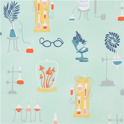 mint green fabric with laboratory chemistry set equipment by Dear ...
