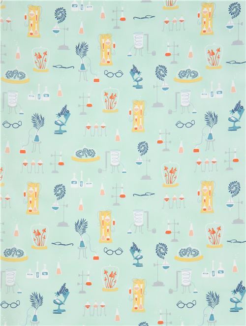 mint green fabric with laboratory chemistry set equipment by Dear ...
