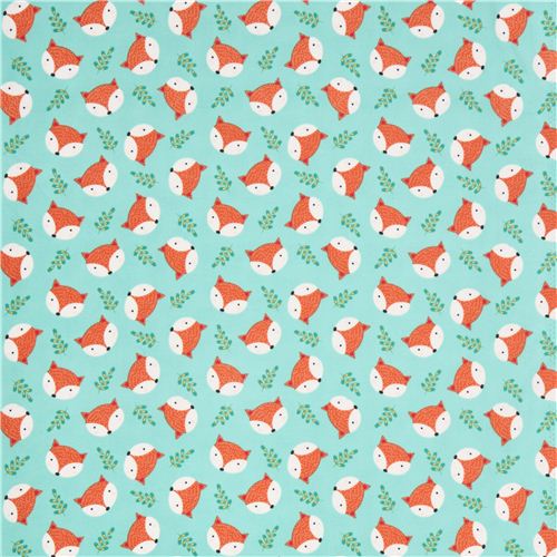 mint green fox animal flannel fabric Timeless Treasures USA Fabric by ...