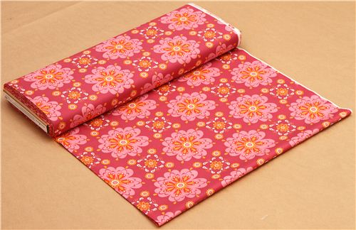 fuchsia monaluna flower mandala organic fabric USA Fabric by Monaluna ...