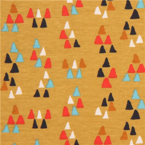 mustard colorful small triangle birch knit organic fabric USA Fabric by ...