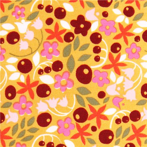 mustard monaluna flower organic fabric bitty blooms USA Fabric by ...
