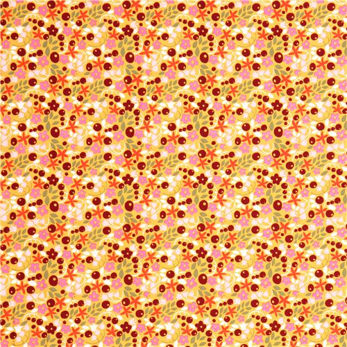 mustard monaluna flower organic fabric bitty blooms USA Fabric by ...