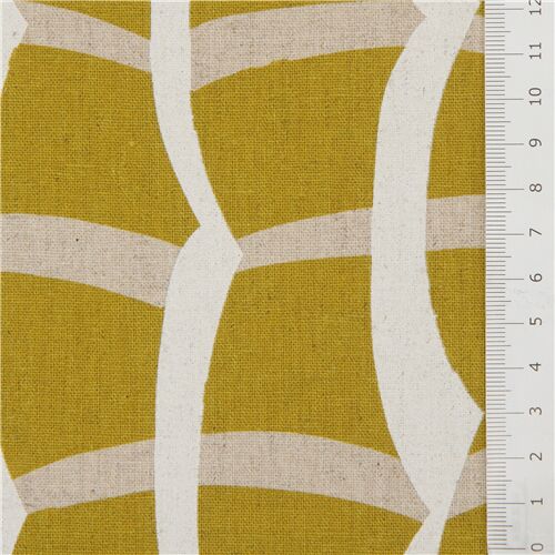 mustard yellow grid pattern canvas laminate fabric by echino - modeS4u