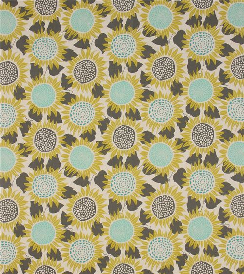 natural color canvas fabric with big sunflowers by Cotton and Steel ...