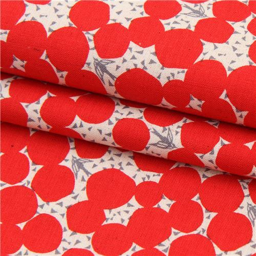 natural color echino cotton linen sheeting fabric with birds and red ...
