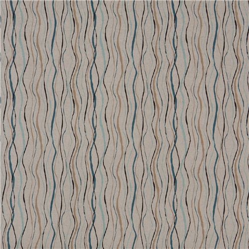 natural color wavy line Linen Cotton fabric Andover USA Tidal Wave ...