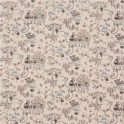 natural color with Alice in Wonderland fairy tale Canvas fabric from ...