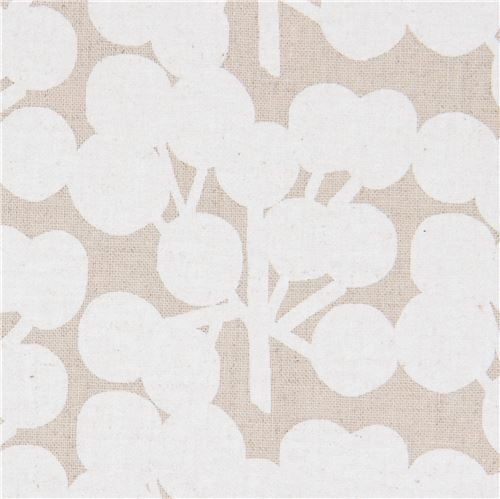 natural color with off-white circle Canvas fabric from Japan Fabric by ...