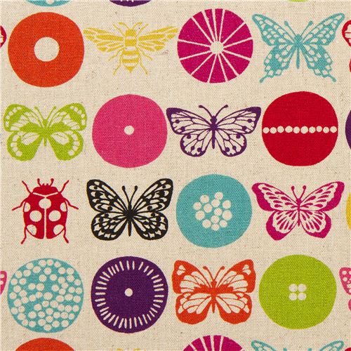 natural-coloured insect echino laminate fabric insect pink Fabric by ...