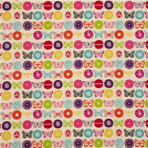 natural-coloured insect echino laminate fabric insect pink Fabric by ...