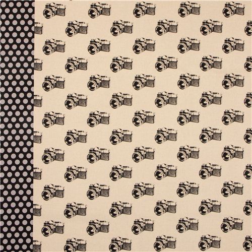 natural retro camera canvas echino fabric camera Fabric by Echino ...