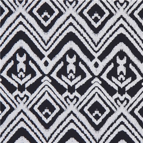navy blue and beige zig zag pattern fabric by Trans-Pacific Textiles ...