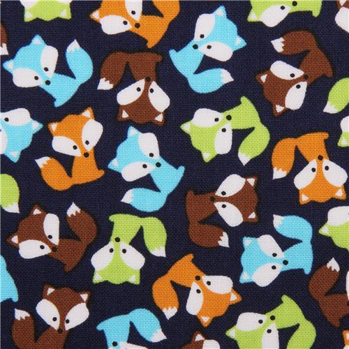 navy blue fox animal fabric Urban Zoologie Minis Bermuda by Robert ...