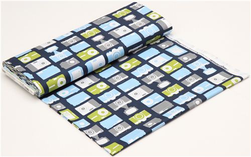 navy blue photo camera fabric by Robert Kaufman Fabric by Robert ...