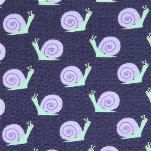 navy blue snail animal fabric by Dear Stella USA Fabric by Timeless ...