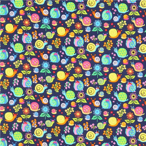 navy blue snail organic fabric Timeless Treasures Fabric by Timeless ...