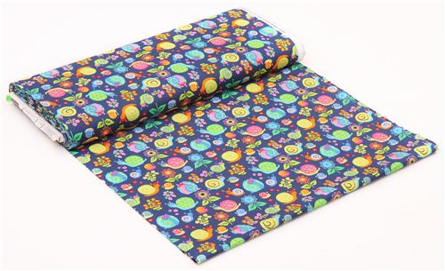 navy blue snail organic fabric Timeless Treasures Fabric by Timeless ...