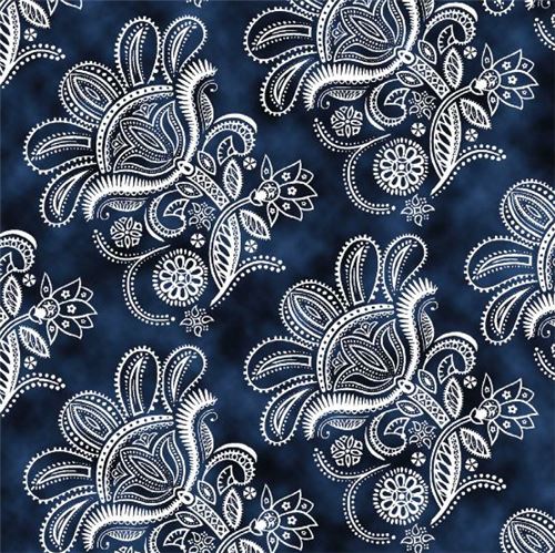 navy blue white flower fabric Quilting Treasures 'Ceylon' Fabric by ...