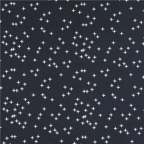 navy blue with light cream plus shape star birch knit organic fabric ...