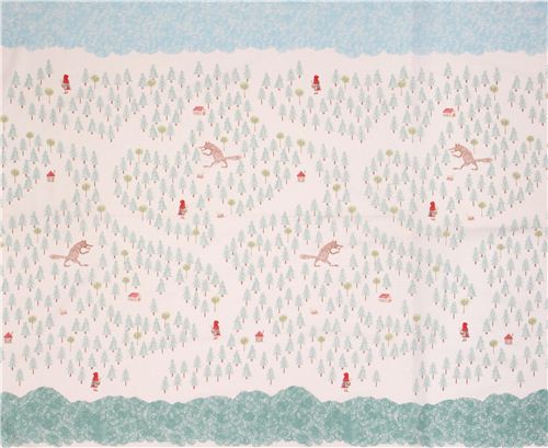 off-white Little Red Riding Hood border Poplin fabric Fabric by Kokka ...