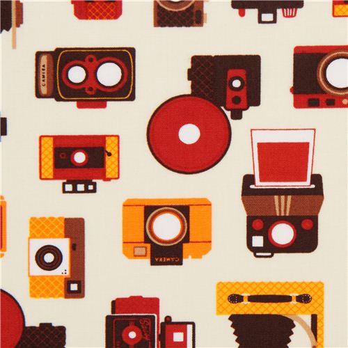 off-white Vintage photo camera fabric by Robert Kaufman USA Fabric by ...