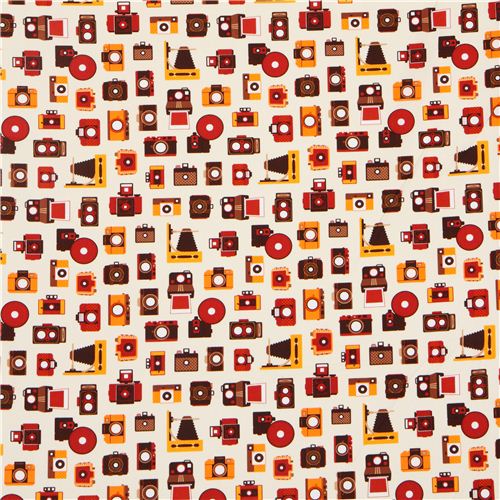 off-white Vintage photo camera fabric by Robert Kaufman USA Fabric by ...
