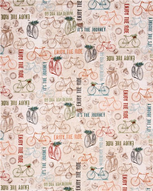 off-white bike retro fabric Life ... Enjoy the Ride Quilting Treasures ...