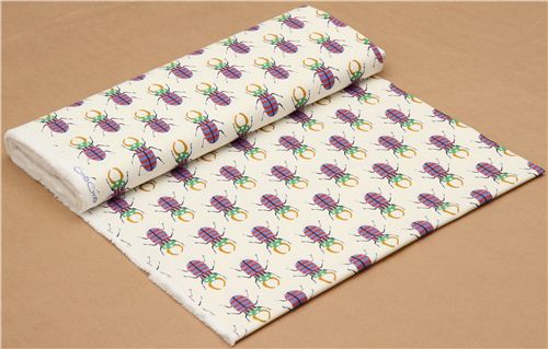 off-white stag beetle canvas animal fabric by Kokka insect Fabric by ...