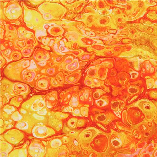orange and yellow oil pattern fabric by QT Fabrics Fabric by Japanese ...
