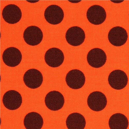 orange dot fabric with brown polka dots by Michael Miller Fabric by ...